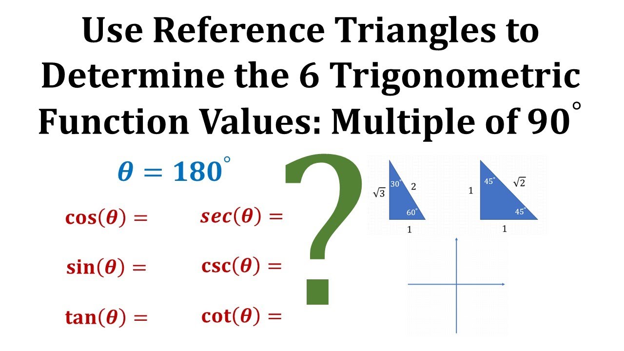 Determine 6 Trig Function Values Using a Reference Triangle: 180 ...