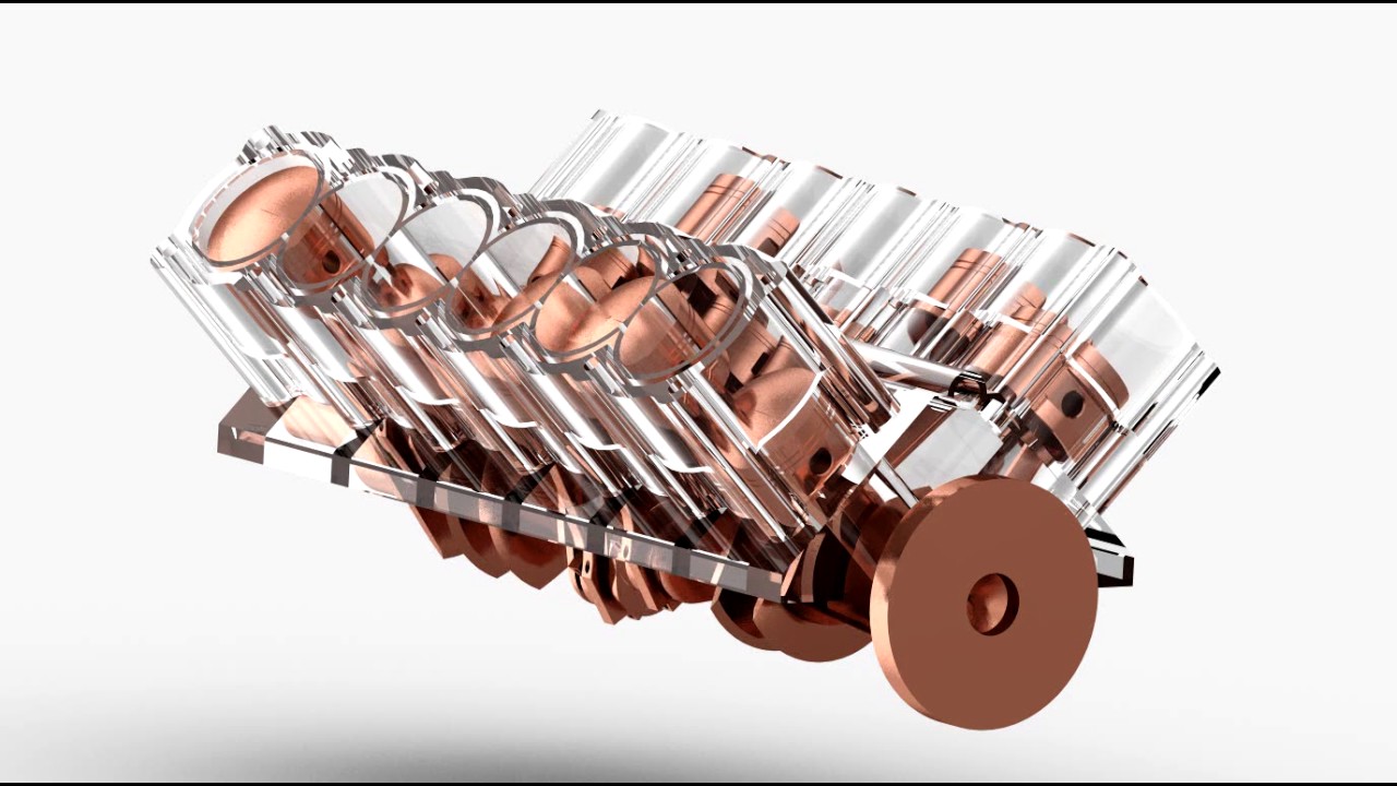 V12 Engine Animation ( Made and Rendered in PTC Creo Parametric 2.0 ...