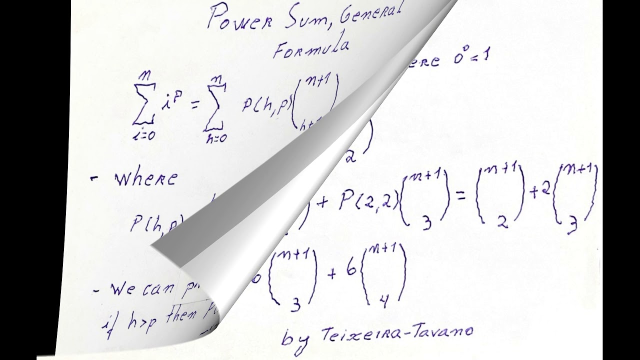 Power Sum: General Formula - Somatório de Potências de números naturais ...