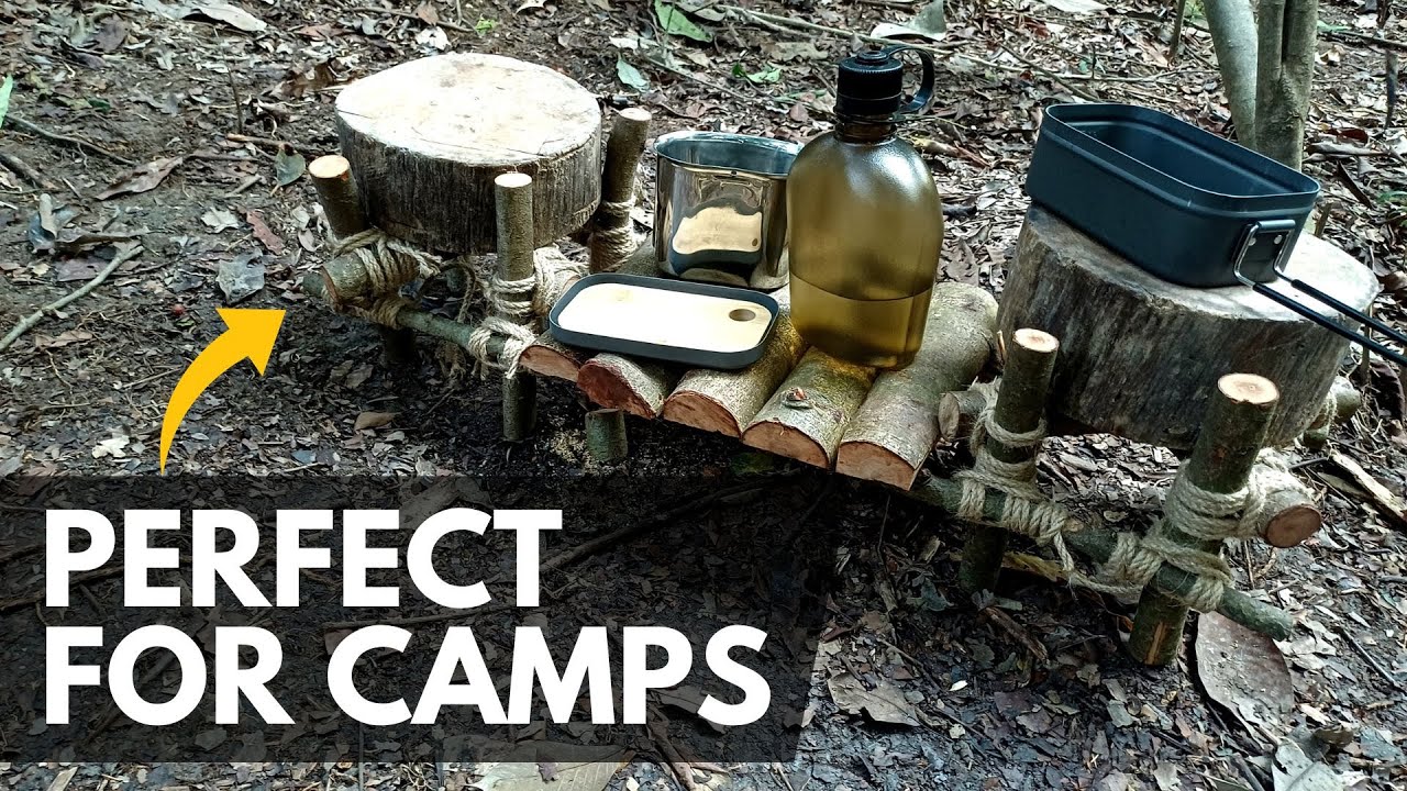 Building a Bushcraft Camp Cook Station for the Fire Pit - YouTube
