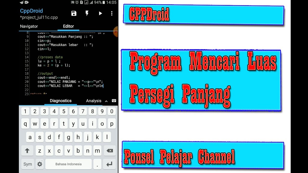 BELAJAR CPPDROID BG.3 : BELAJAR TIPE DATA DAN VARIABEL C++ || Contoh Program Luas Persegi ...