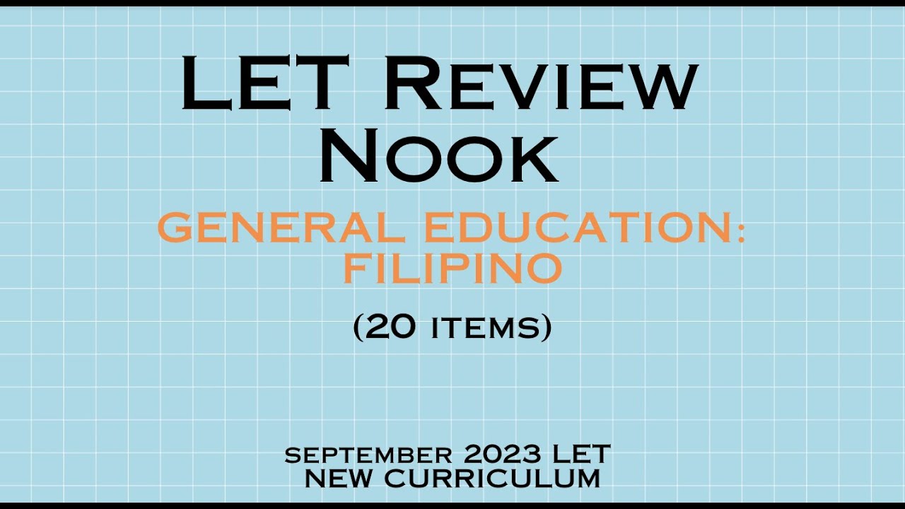 LET Drills for General Education - Filipino (20 items) - YouTube