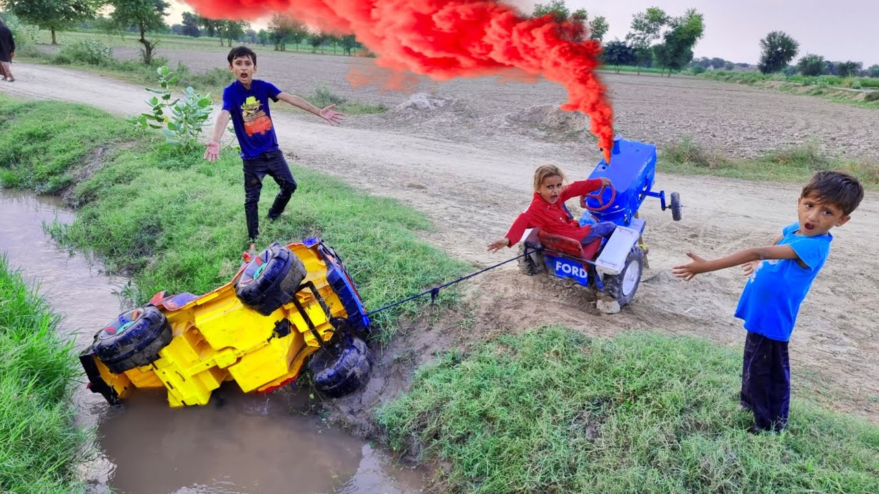 Mr Dew creator Stuck in small river and pulling || tractor for kids ...