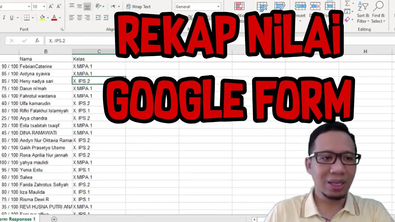 CARA REKAP NILAI SISWA DARI SOAL GOOGLE FORM Banyak KELAS - YouTube