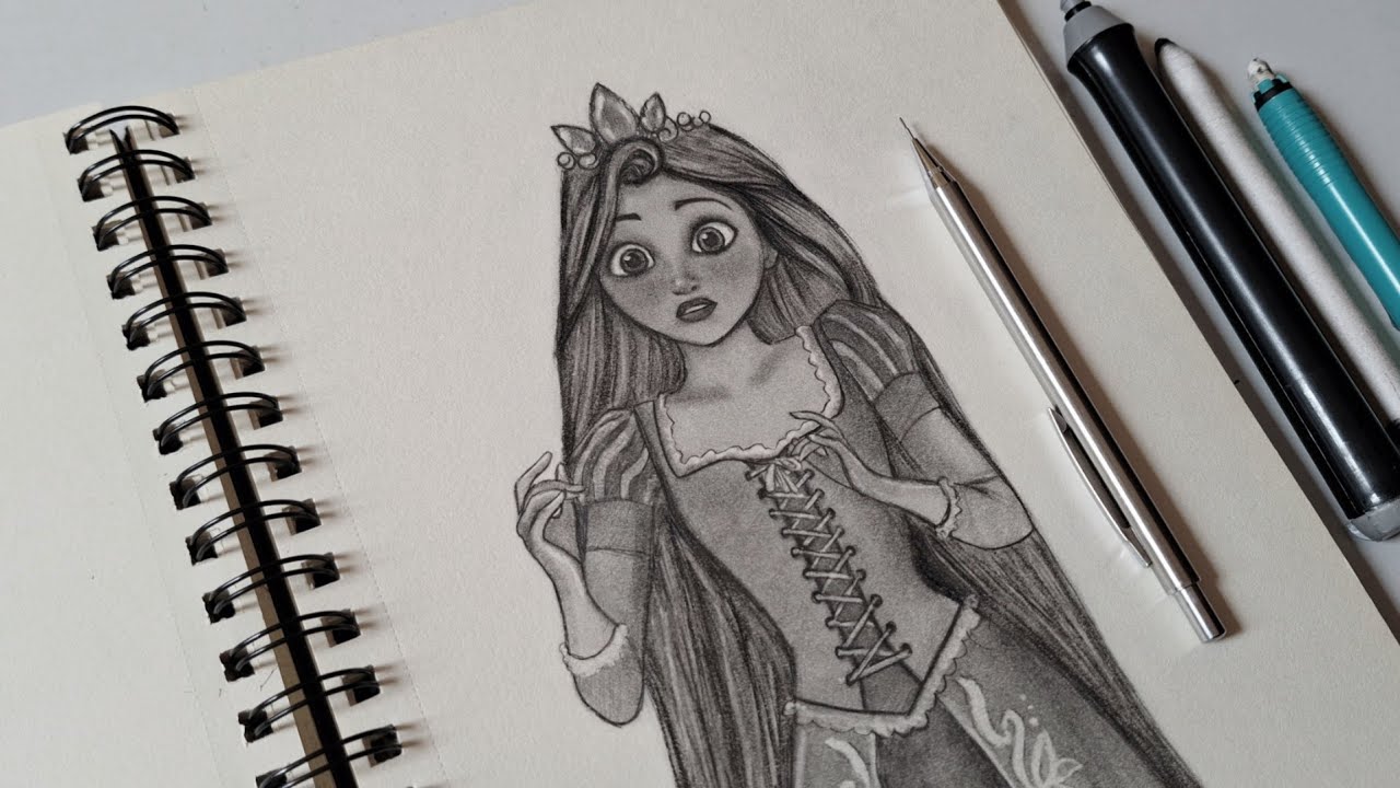 Draw Rapunzel With Me | How to draw realistic drawing for beginners ...