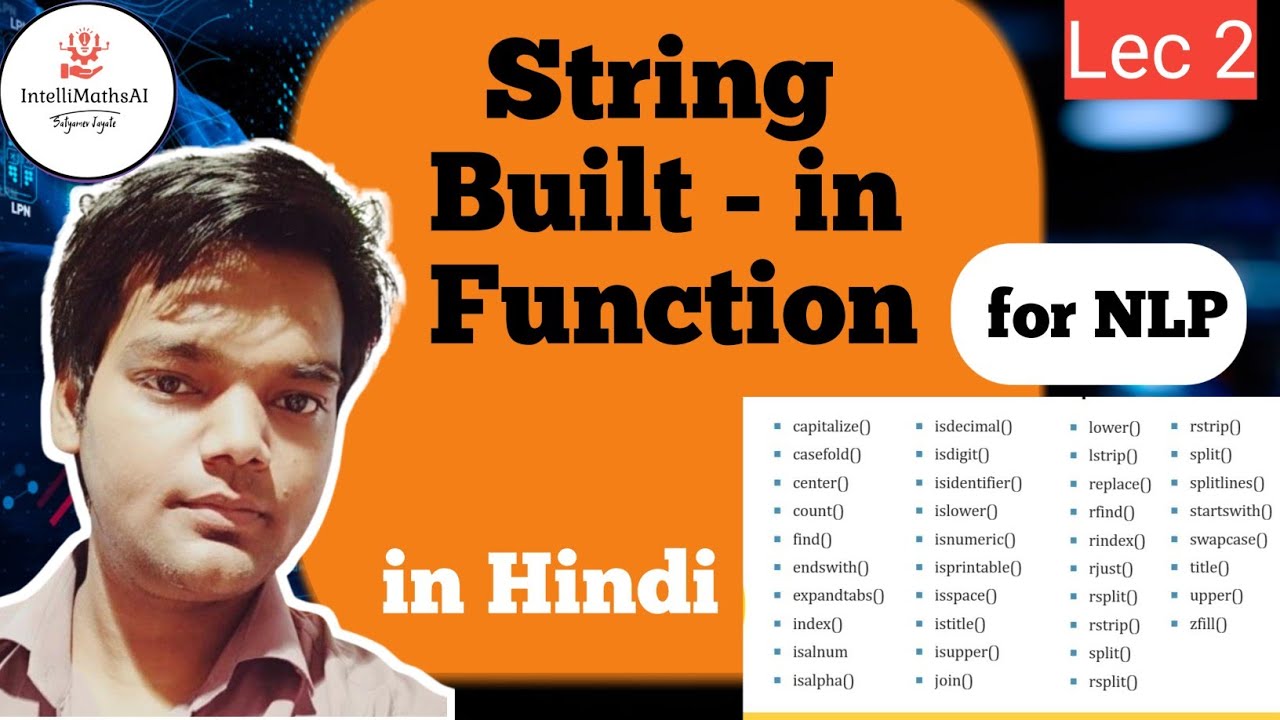 String Built in Functions for NLP in Hindi || lec 2 - YouTube