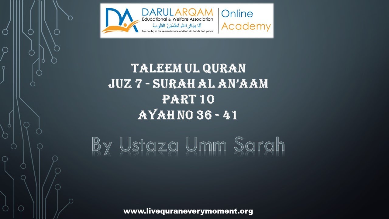 010 Juz 7 Part 10 Al Anaam 36 41 - YouTube