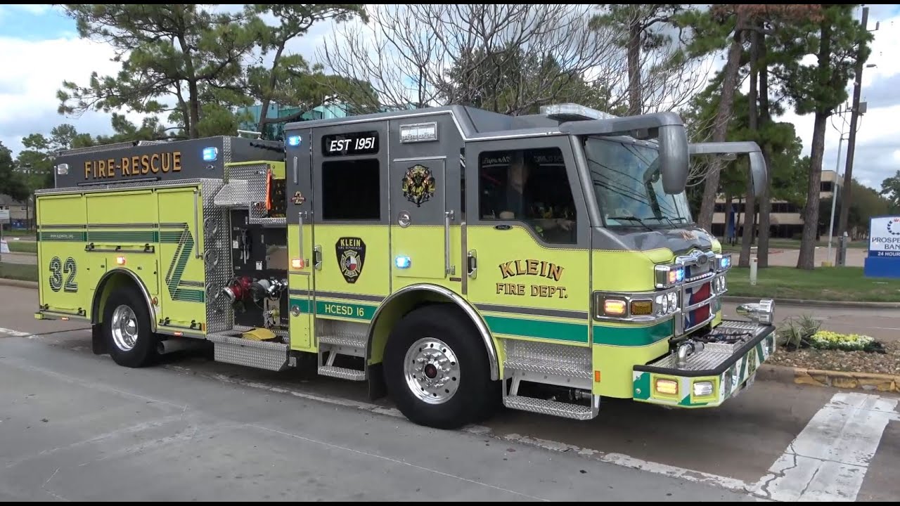 Engine 32 Responds to Fire Alarm [Klein Fire Department] - YouTube