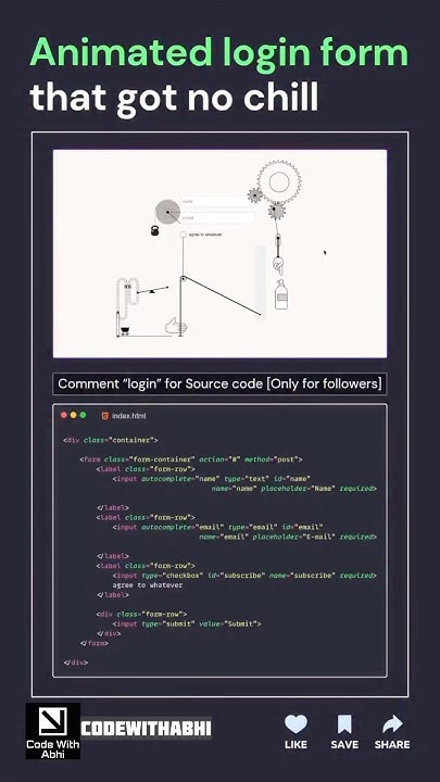 Animated login form for website#trending #coding #frontendcourse #webdesign #login #shorts # ...