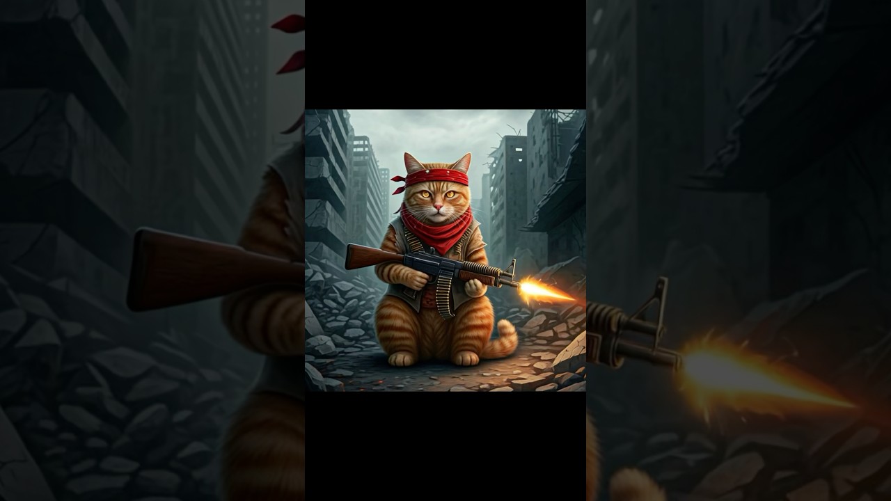 Meow Kitten in zombie apocalipse. Let. Them. Come. 🧟‍♂️💪😼 #cat #meow # ...