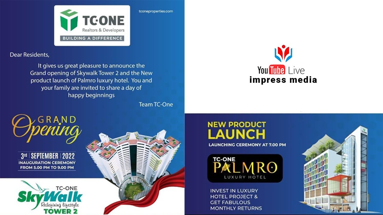 LIVE - Grand Opening TC - ONE Sky Walk Tower 2 & TC - ONE PALMRO ...