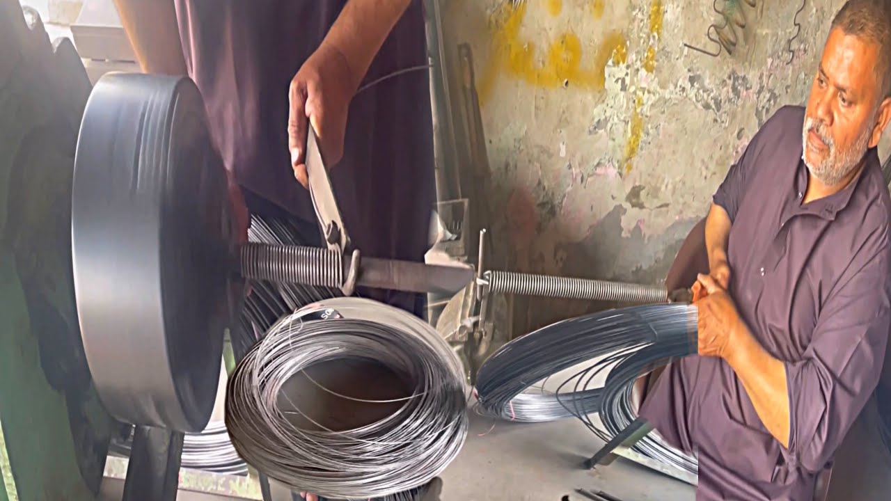 wonderful process of making a spring out of iron wire with the help of ...