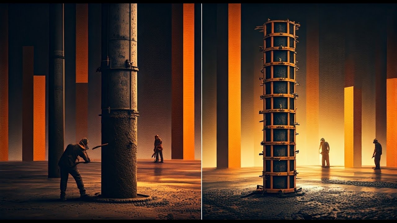 A dramatic timelapse of a column concrete pour is presented - YouTube