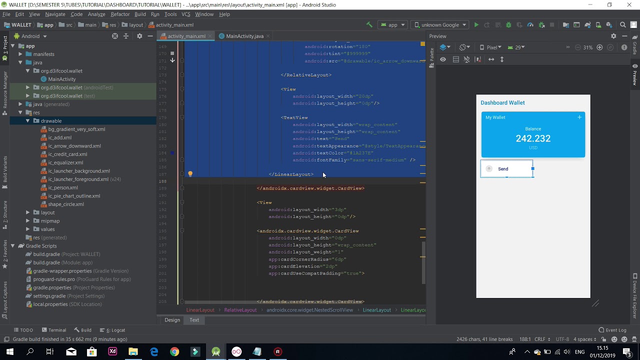 Dashboard Wallet in Android Studio 2019 - YouTube