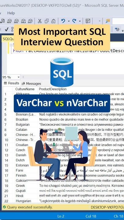 SQL Interview Question | VarChar vs nVarChar in Telugu #sql - YouTube