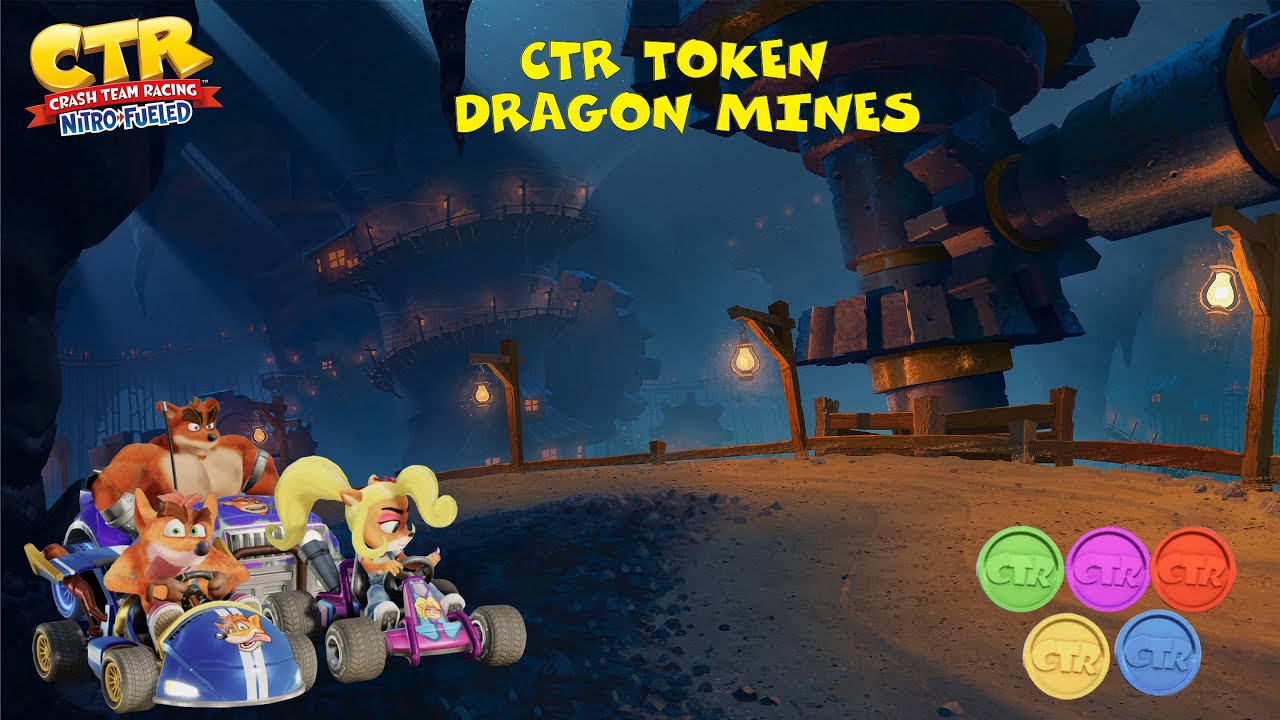 CTR Token Dragon Mines Hard Difficulty - YouTube