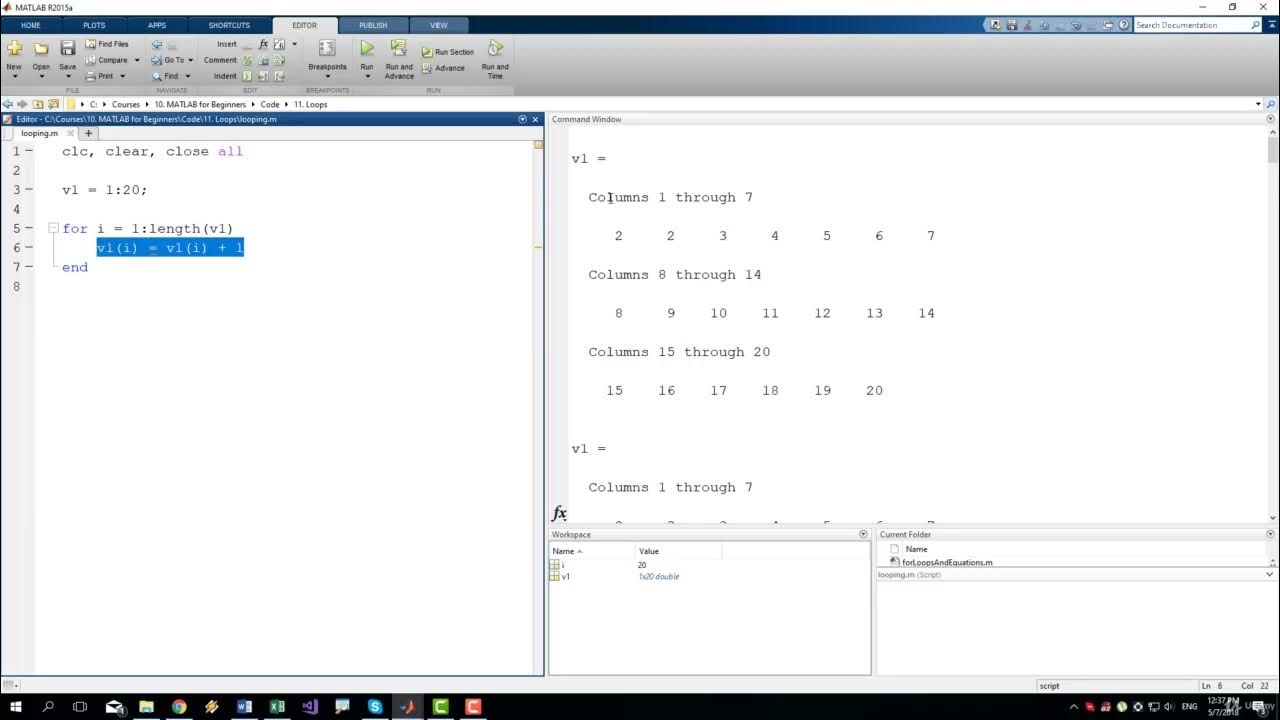 71. Indexing a Vector with a For Loop - YouTube