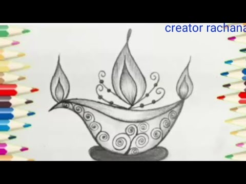 How to draw diya special drawing / beautiful diya drawing 😘😘 - YouTube