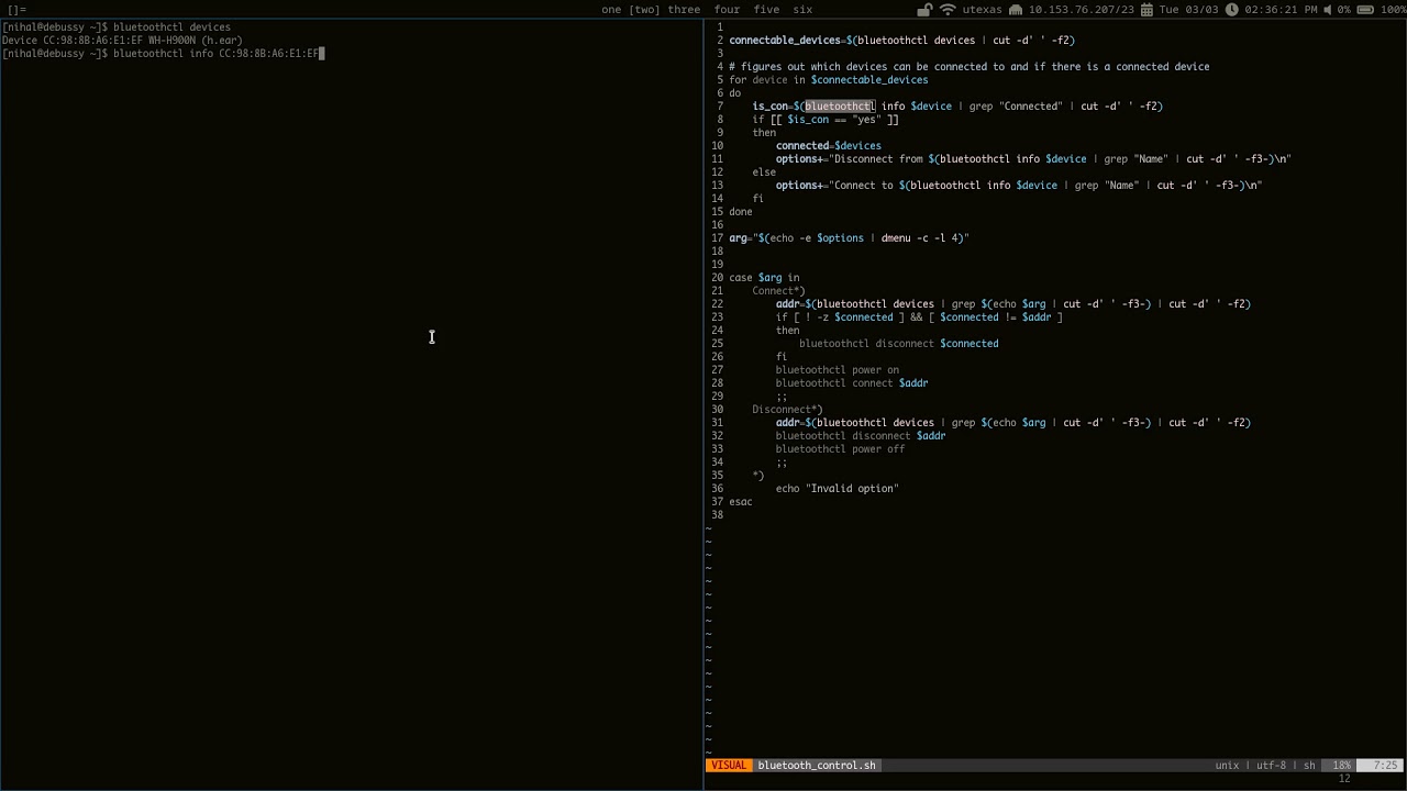 A bluetooth manager on top of bluetoothctl/bluez - YouTube