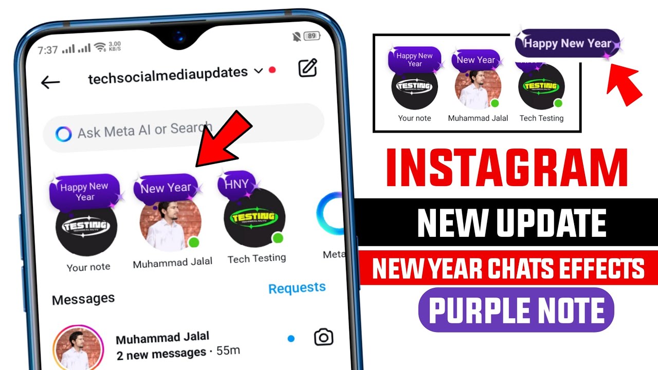 Instagram purple colour note update || Instagram new year message ...