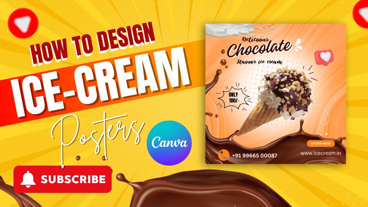HOW TO DESIGN ICE-CREAM AD POSTER ON CANVA!#canvatutorial #canvadesign ...