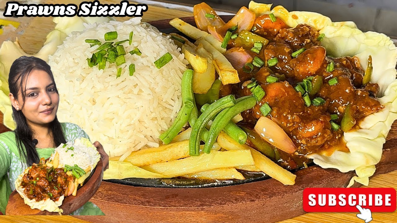 रेस्टोरेंट्स Style Cripsy Prawns Chilli Sizzler|Fried Prawns Sizzler ...