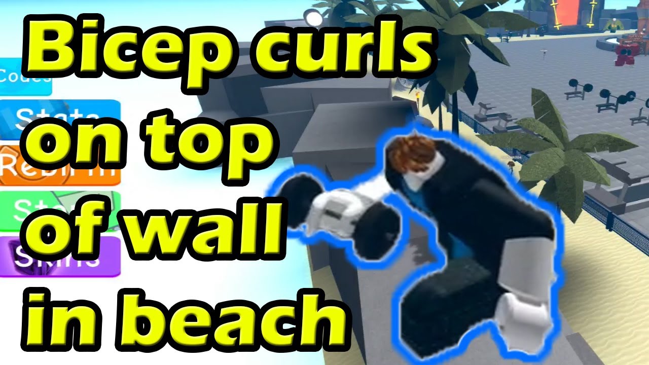 Bicep curls on top of wall in beach | Weight Lifting Simulator 3 ROBLOX ...