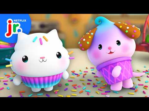 Bake a Cake with Cakey & CreamPup! 🎂 Gabby's Dollhouse | Netflix Jr