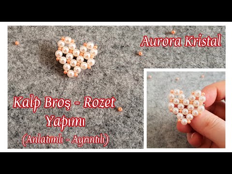 İnci Kalp Broş - Rozet Yapımı | Pearl heart brooch making