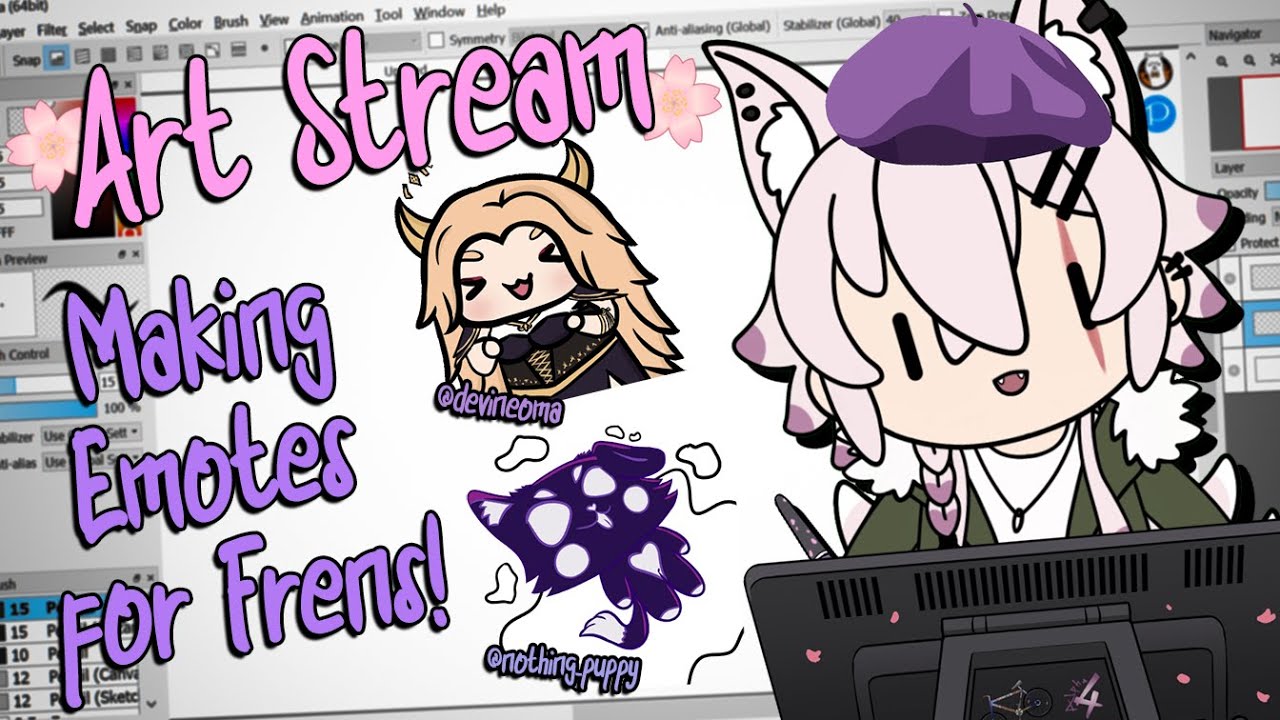White Wolf attempts to draw Emotes for his Friends!! 🎨🌸 | [Art Stream ...
