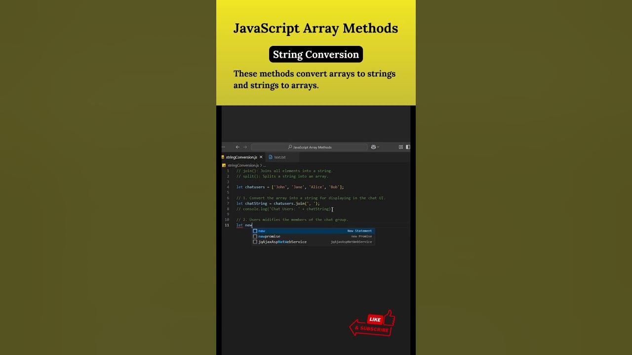 How to Use join() and split() in JavaScript #javascript #coding #programming #array #webdev # ...