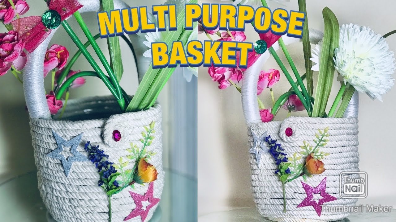 DIY multi purpose Basket from Cotton Rope | Creative home decor crafts ...