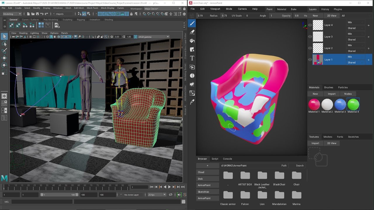Videoguide - Export from Maya to Armorpaint, Paiting 2d and 3D, Layers ...