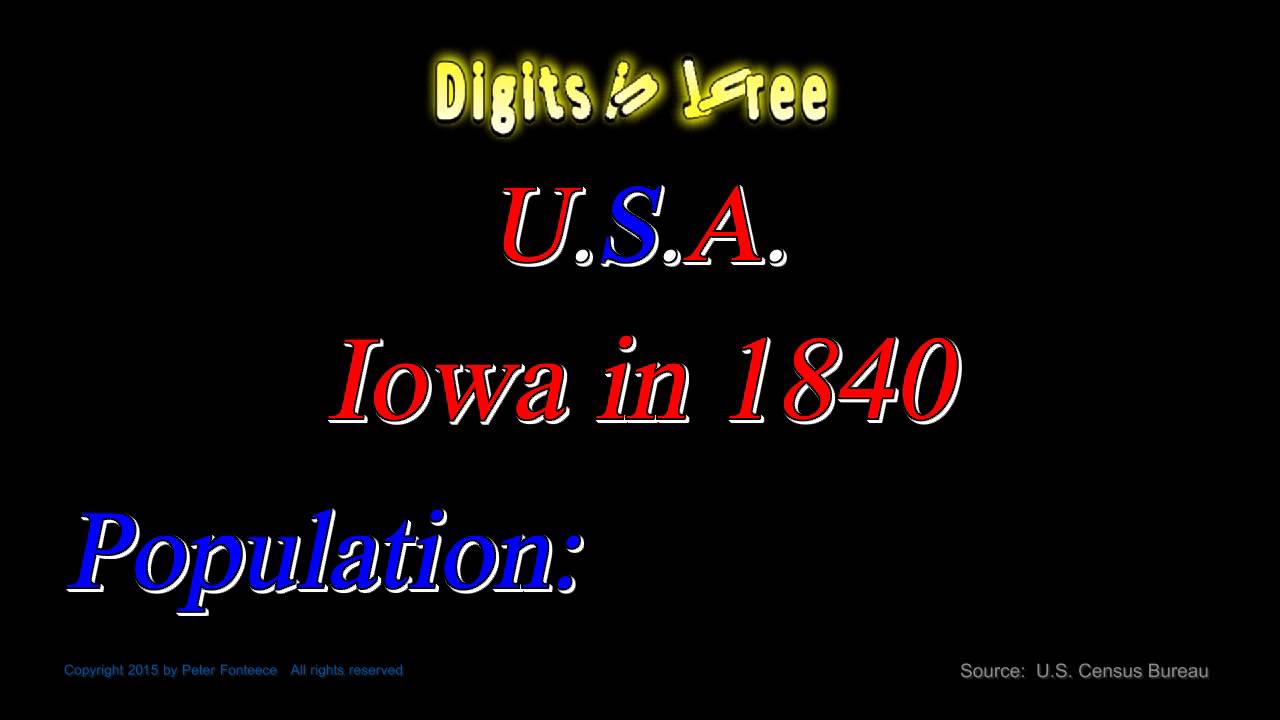 Iowa Population in 1840 - Digits in Three - YouTube