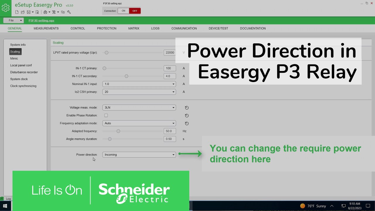How to change the power direction in Easergy P3 relay? | Schneider ...