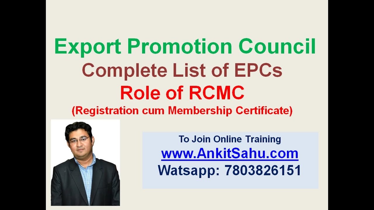 List of RCMCs & Role of Export Promotion Councils (EPC) - YouTube