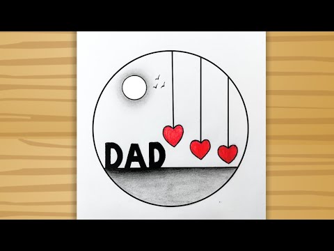 Happy Father's day drawing - Cute Drawings for Father's day / Father's day Scenery Drawing easy 