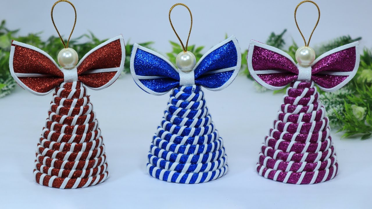 DIY Angels for Christmas 😇 How to Make Angel with Glitter Foam Paper ...