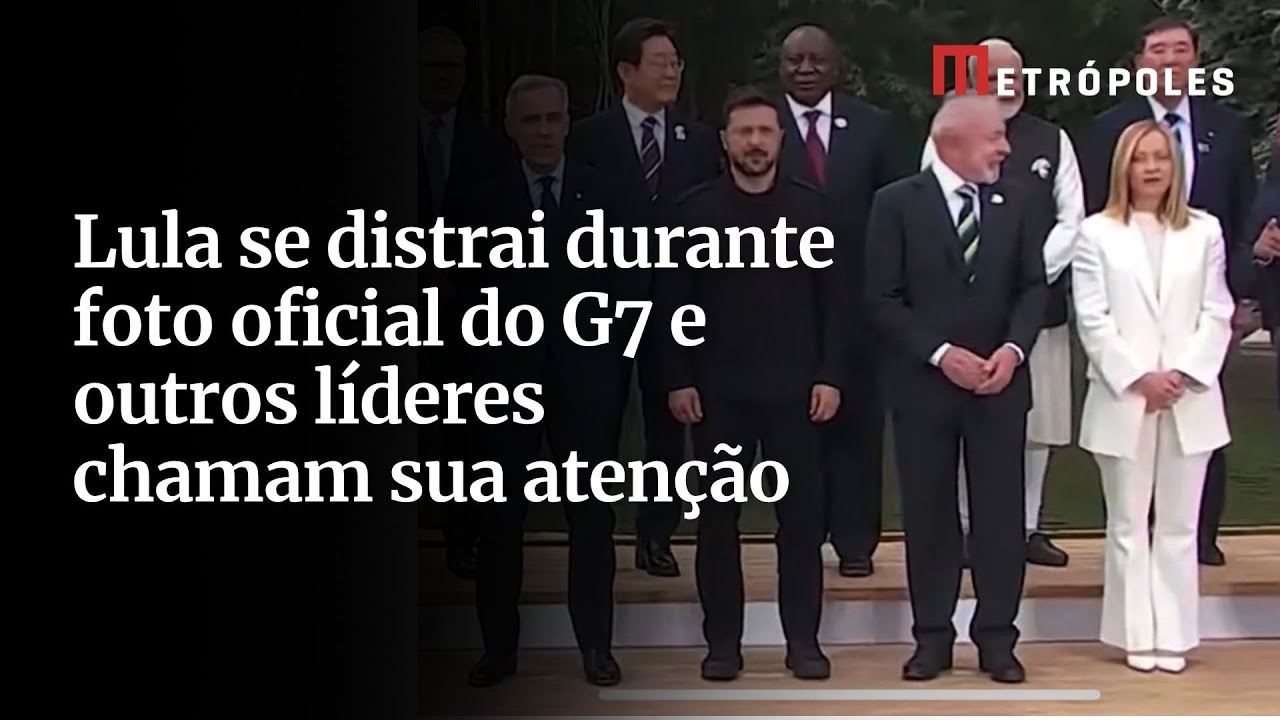 Lula se distrai durante foto oficial do G7 e outros líderes ‘chamam a ...