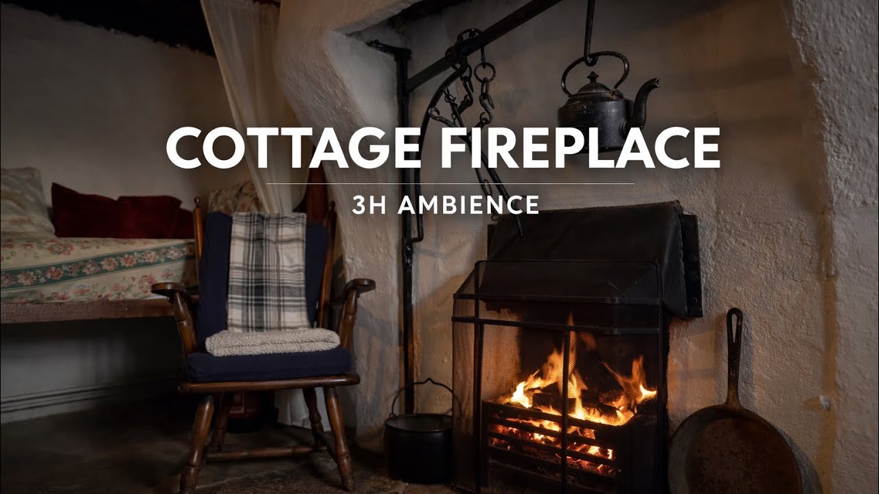 Real Irish Stone Cottage Fireplace in 4K | No Music, Just Fire for Deep ...