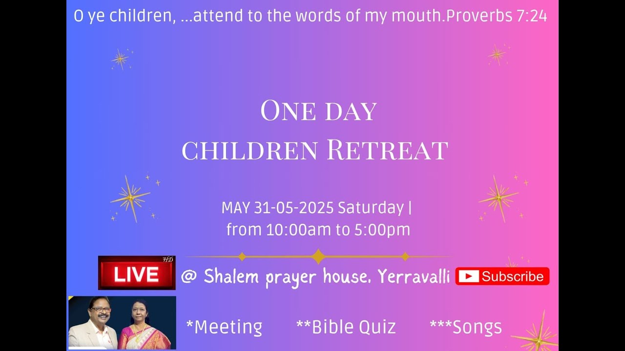 One Day Children Retreat Afternoon Session 31/05/2025 || Sis S JAYAMANI ...
