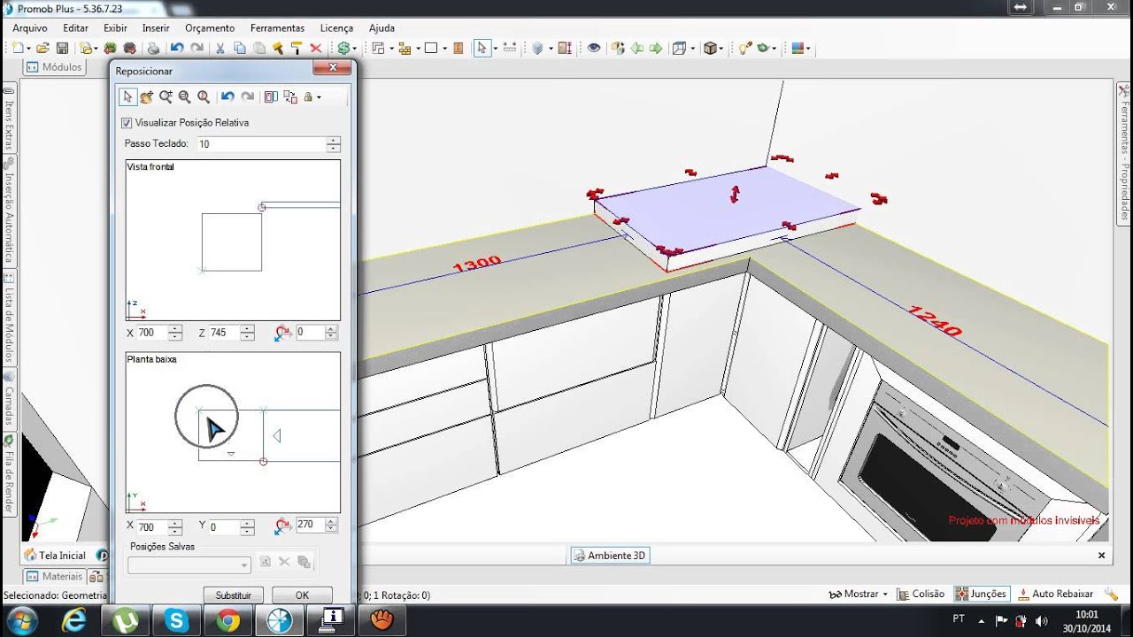 Construindo pia com área seca e molhada no Promob - YouTube