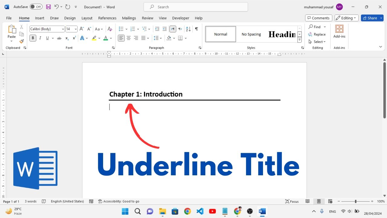 😎👍 How To Underline Chapter Headings In Microsoft Word - YouTube