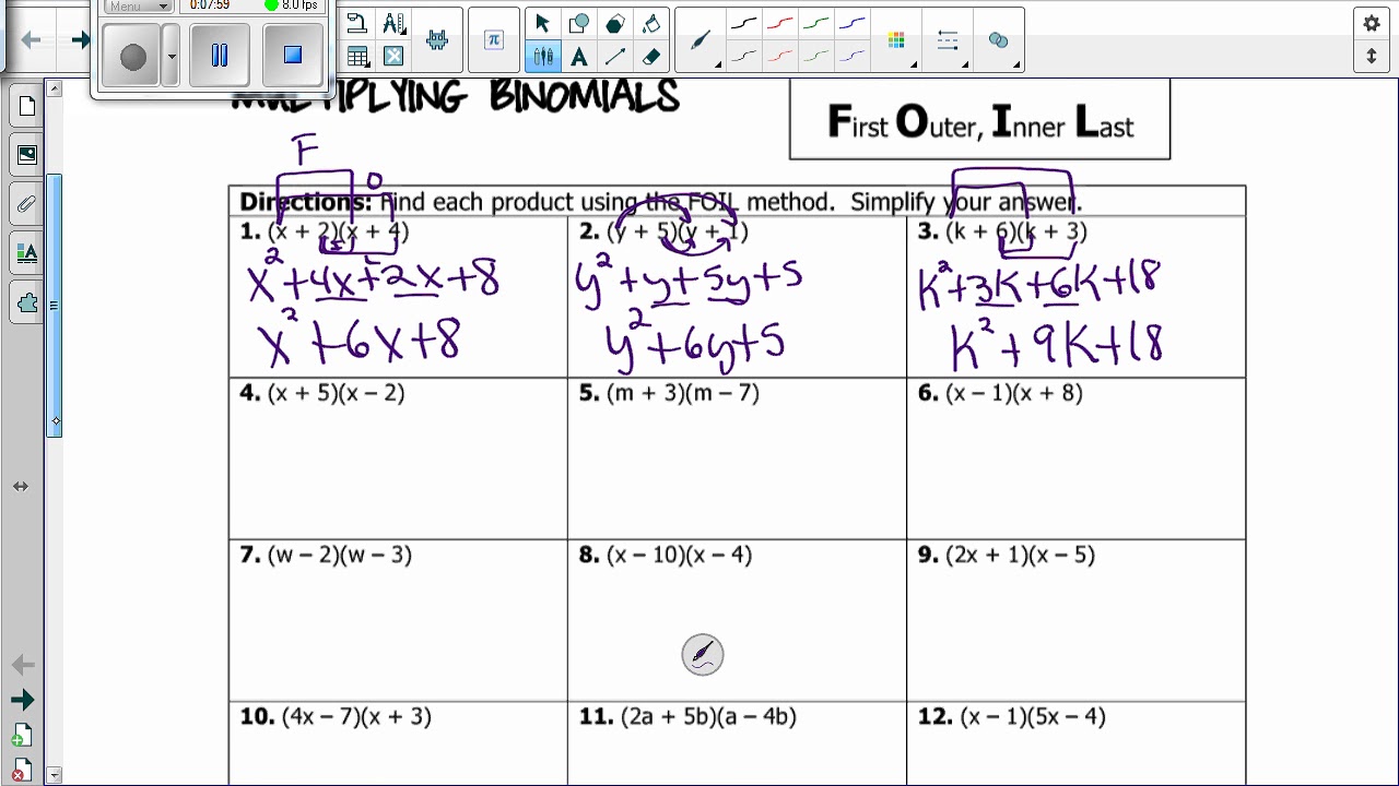 Binomial times binomial Sept 26 - YouTube