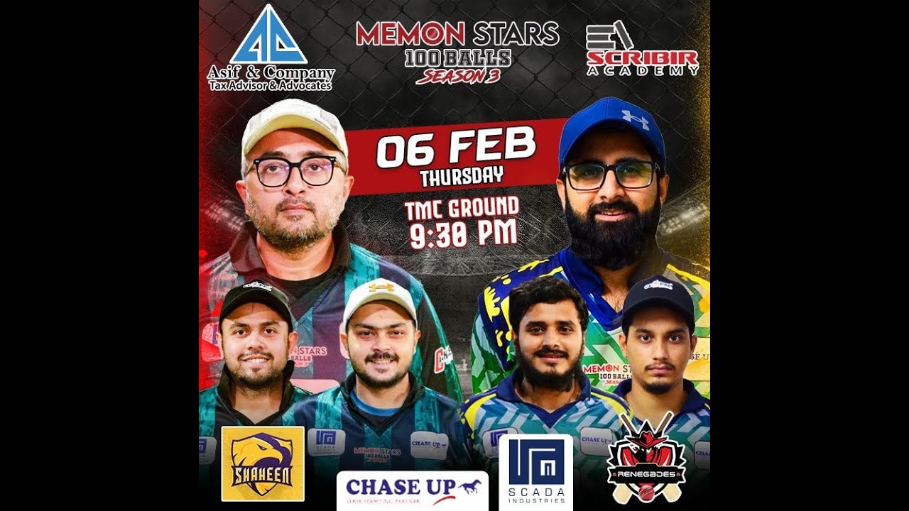 Memon Stars 100 Balls Season 3 | Match No.9 | ACAS SHAHEEN vs RENEGADES ...