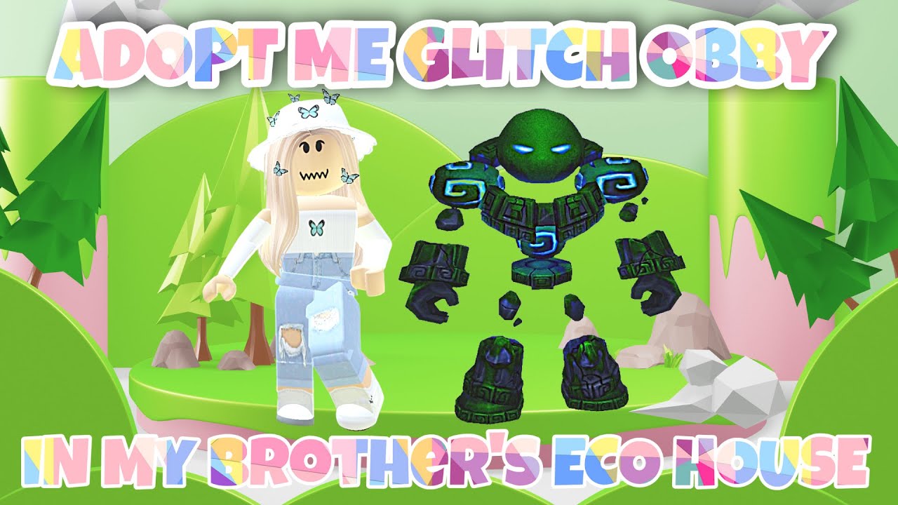 Trying out my younger brother's Adopt Me *GLITCH OBBY* in his Eco House ...