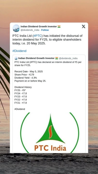 PTC India Ltd Interim Dividend for FY25 Credited in Bank Accounts. #BreakingNews #StockMarket ...