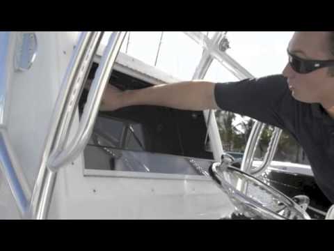 32 Sea Hunter white hull red bottom - YouTube