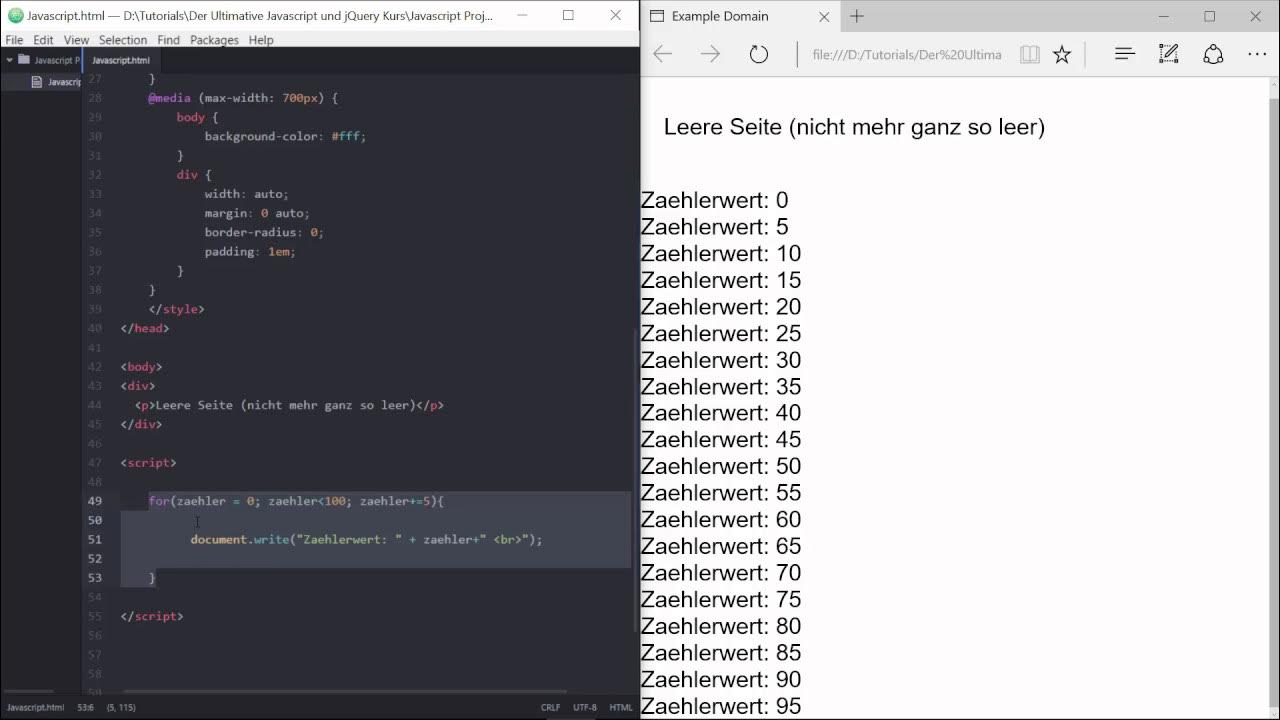 006 - Der Ultimative Javascript und jQuery Kurs - For Schleifen - YouTube