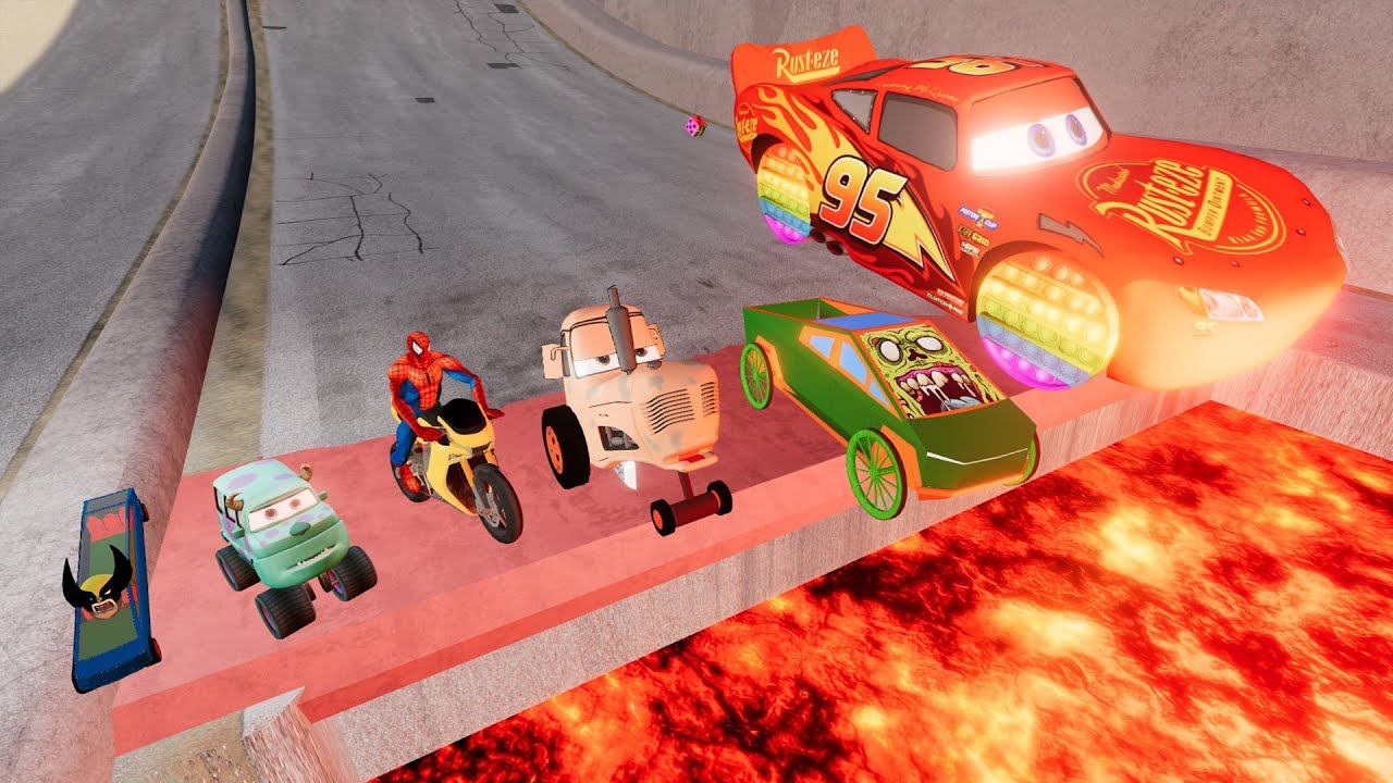 Big & small McQueen, Tesla Zombie, Spider Man. Unusual Cars Pixar ...